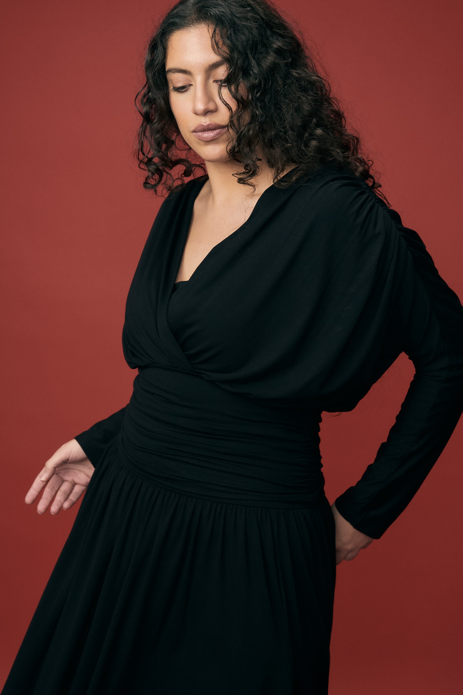 Salvia Long Sleeve Draped Top